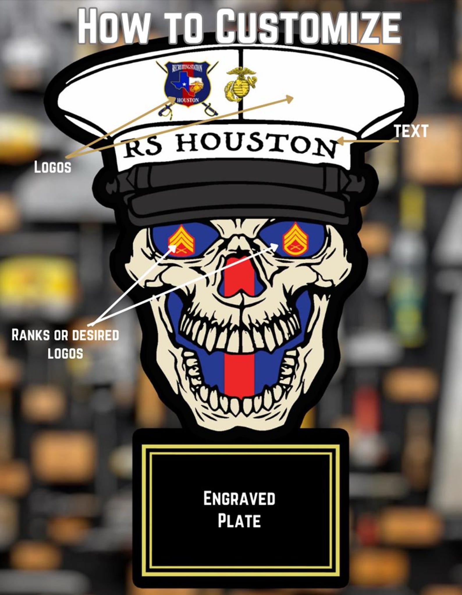 Personalized Military Skull Plaque: Award, PCS, Retirement, Promotion ...