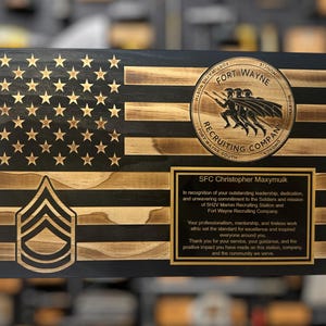 Handcrafted Wooden American Flag Plaque for Custom Military Awards and ...