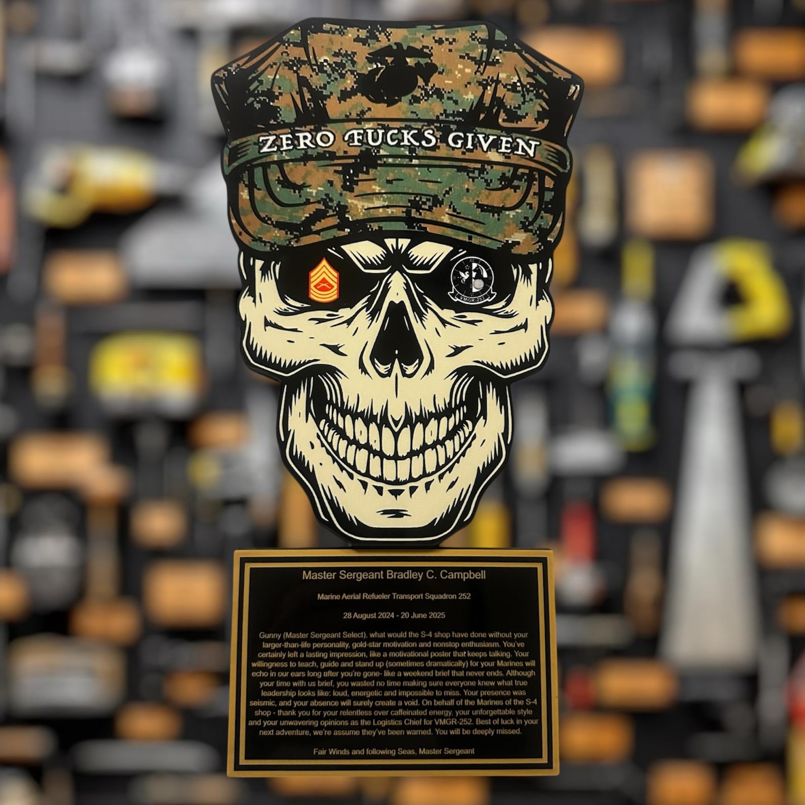Personalized Military Skull Plaque: Award, PCS, Retirement, Promotion ...