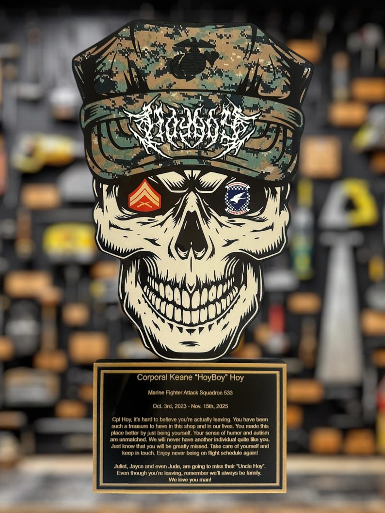 Personalized Military Skull Plaque: Award, PCS, Retirement, Promotion ...