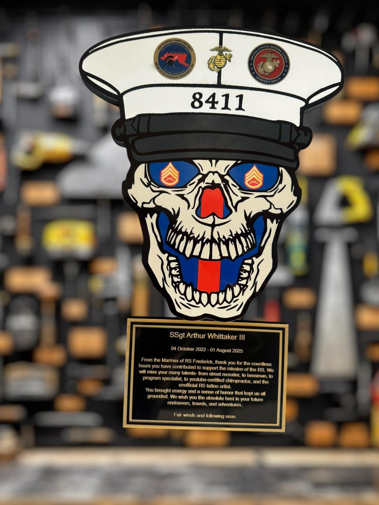 Personalized Military Skull Plaque: Award, PCS, Retirement, Promotion ...