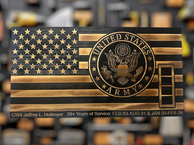 Personalized Army American Flag Military Plaque: Retirement, PCS, Award ...