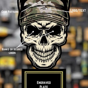 Personalized Military Skull Plaque: Award, PCS, Retirement, Promotion ...