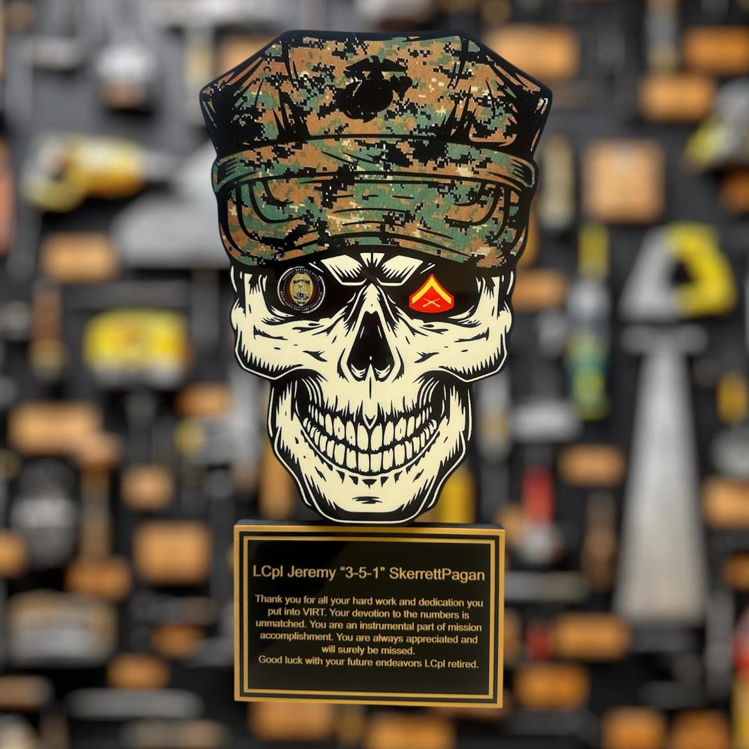 Personalized Military Skull Plaque: Award, PCS, Retirement, Promotion ...