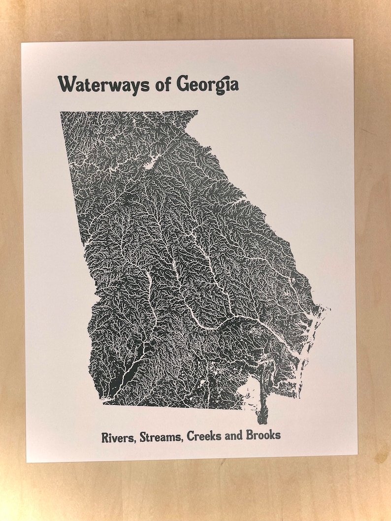 Waterways of Georgia 8x10 Georgia Map Giclée Print - Etsy