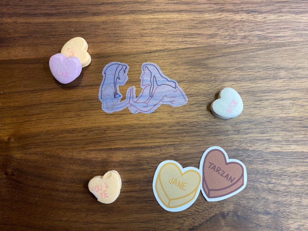 Candy Heart Couples Tarzan Sticker Set - Etsy