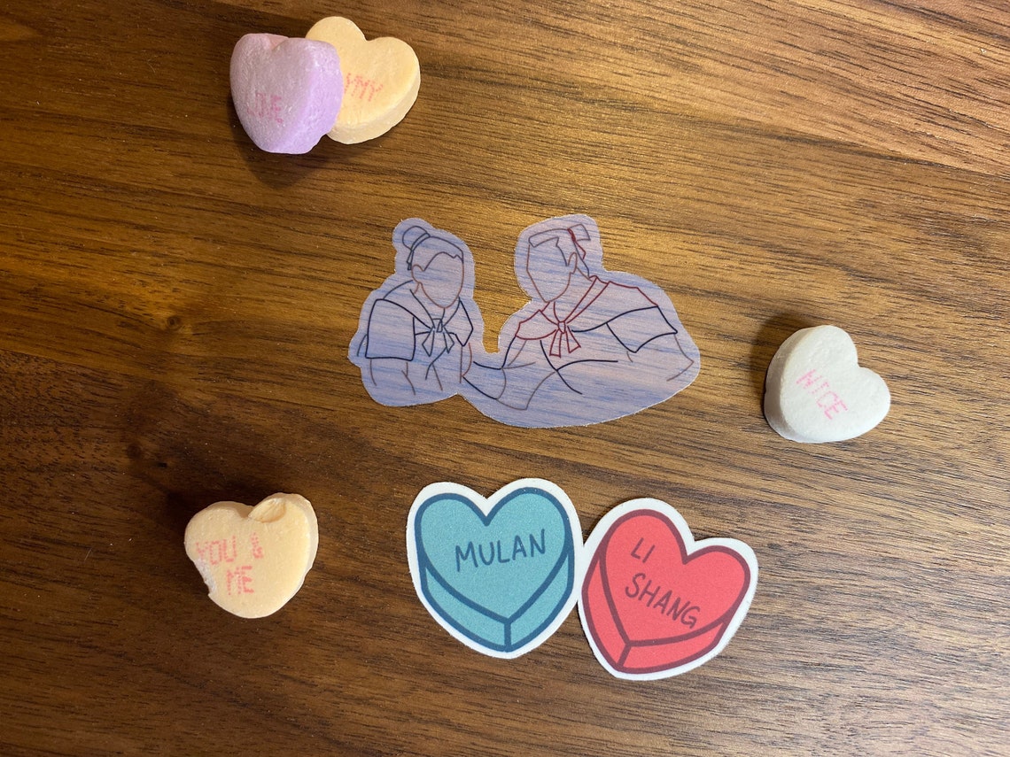 Candy Heart Couples Mulan Sticker Set - Etsy
