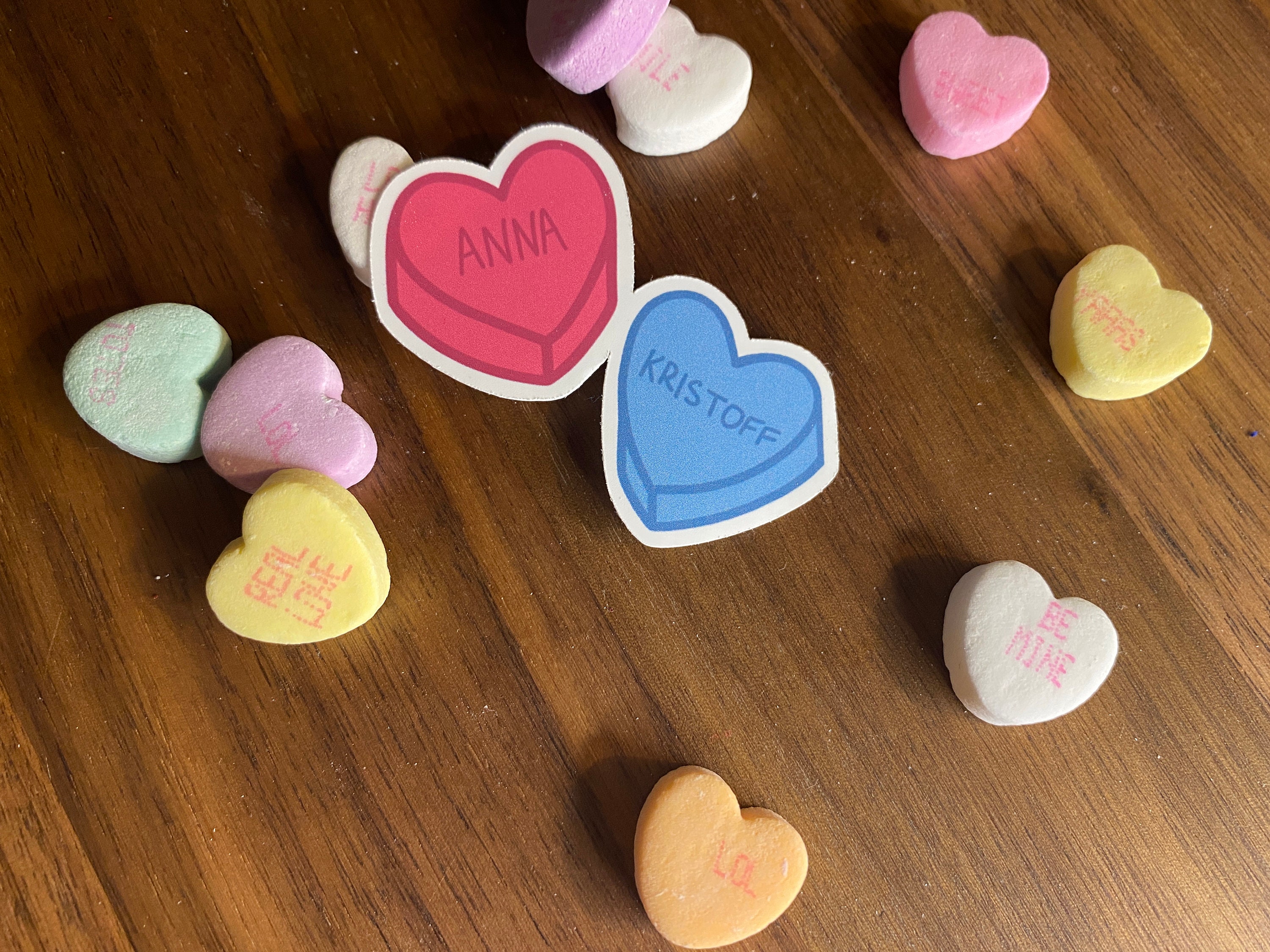 Candy Heart Couples Anna and Kristoff Sticker Set - Etsy