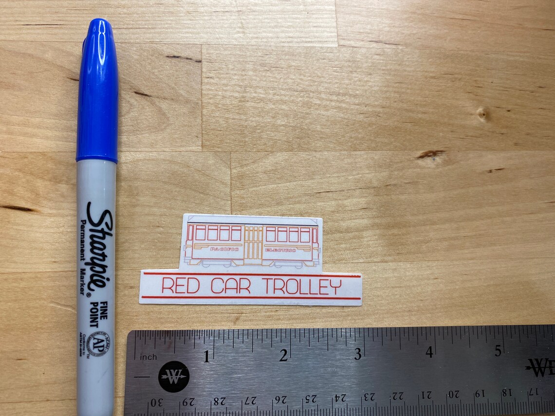 Red Car Trolley Sticker - Etsy