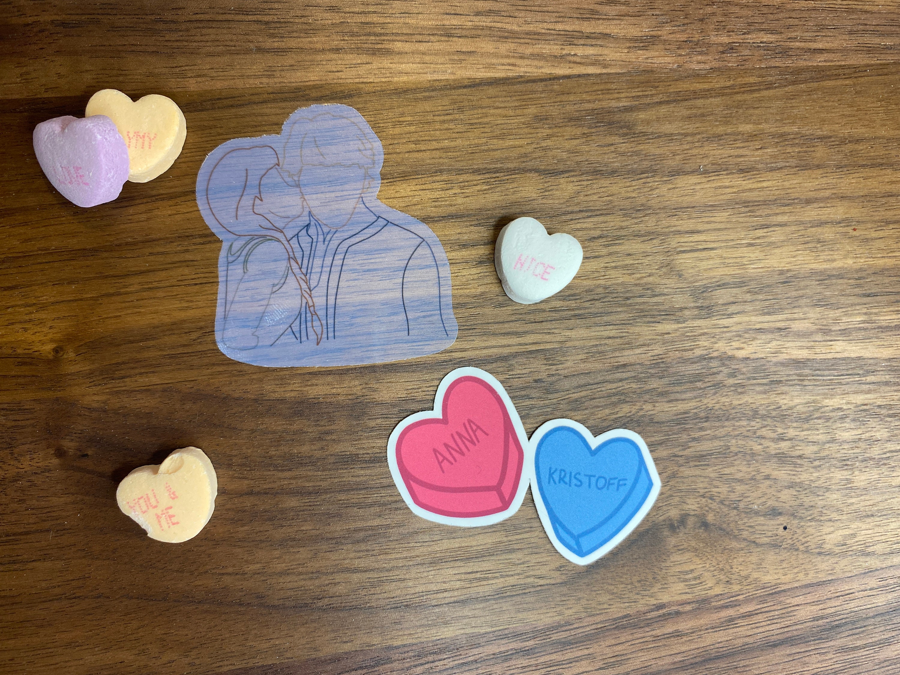 Candy Heart Couples Anna and Kristoff Sticker Set - Etsy