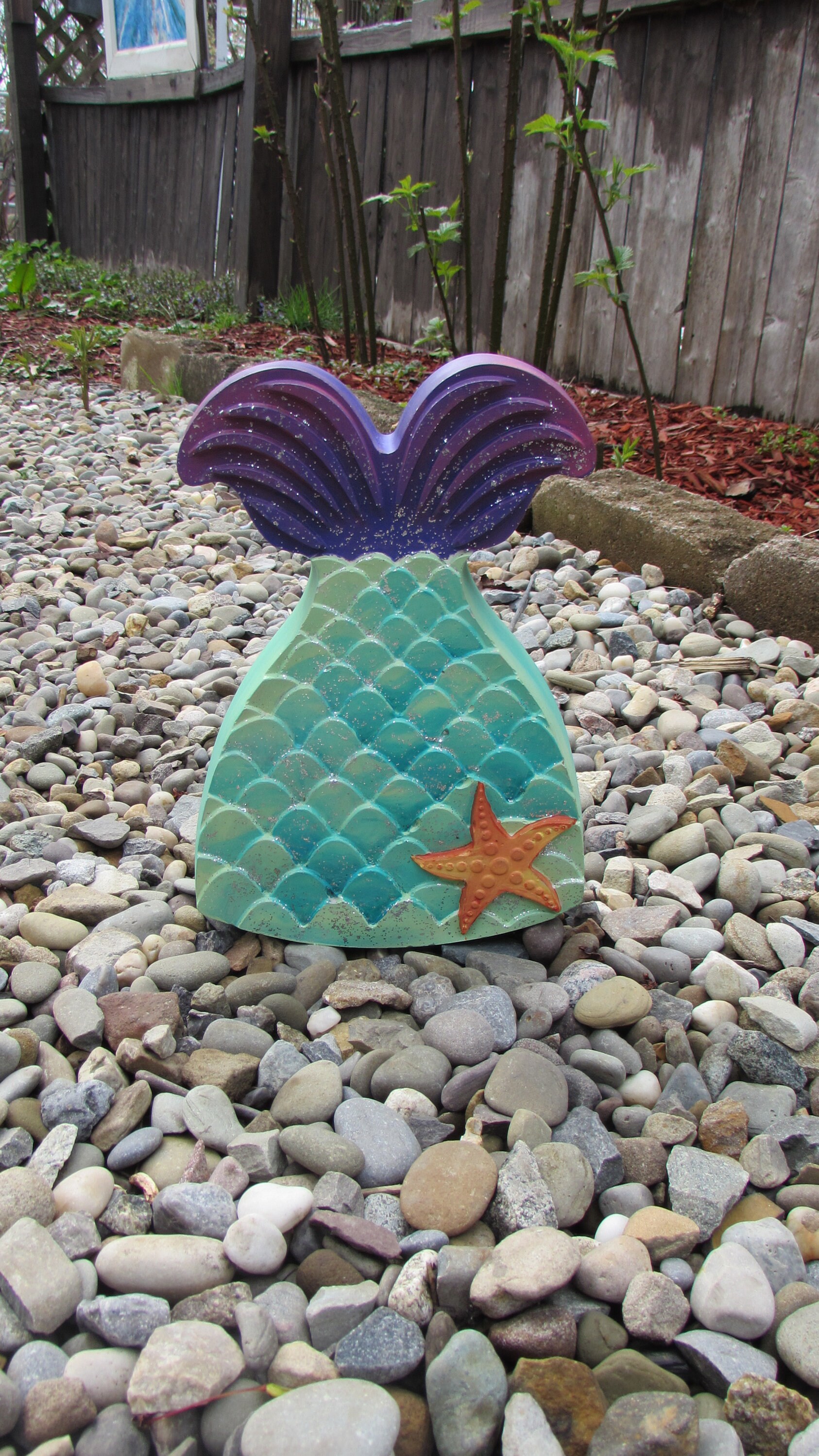 Super Smooth Cement Stepping Stone Mermaid Tail and Starfish - Etsy