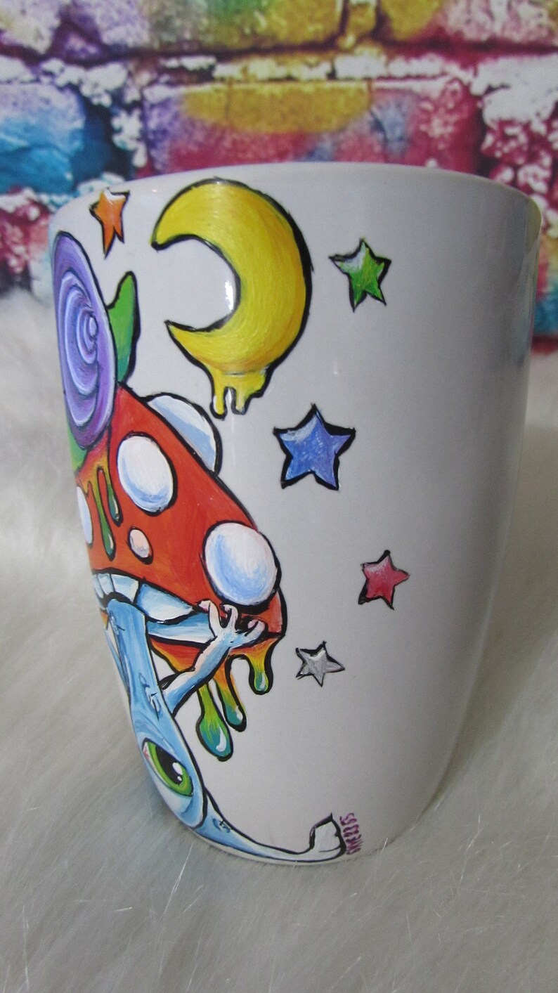 Trippy Hand Painted Snail on Mushroom Coffee Mug, Great Gift! - Etsy