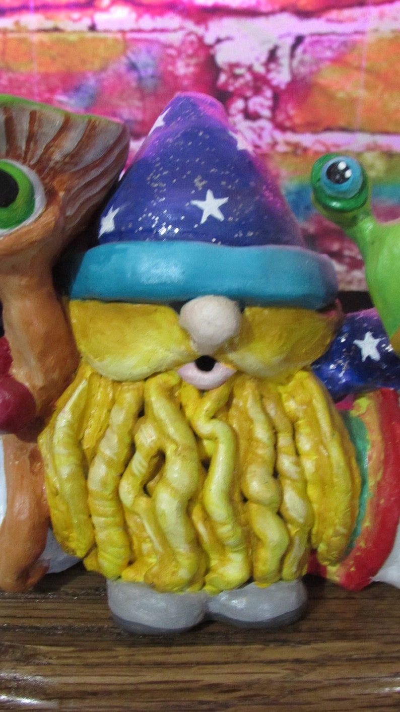 The Three Amigos! Trippy Hippie Clay Sculpture With Handmade Wooden ...