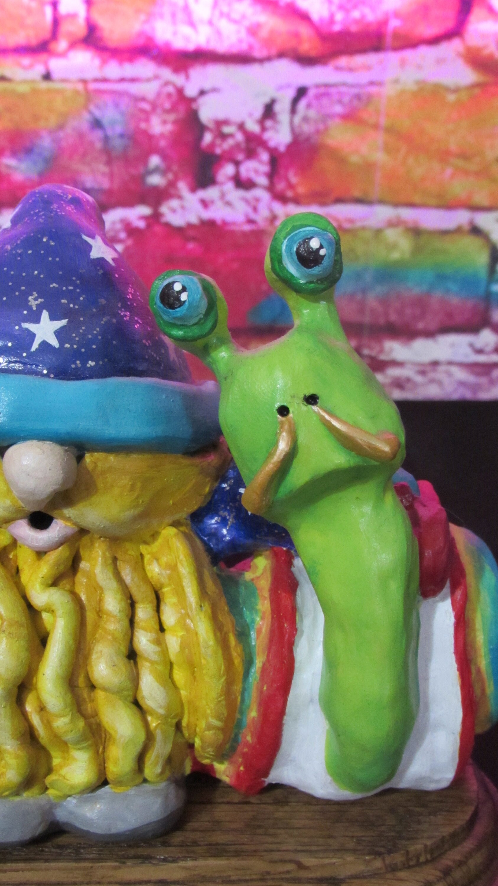 The Three Amigos! Trippy Hippie Clay Sculpture With Handmade Wooden ...