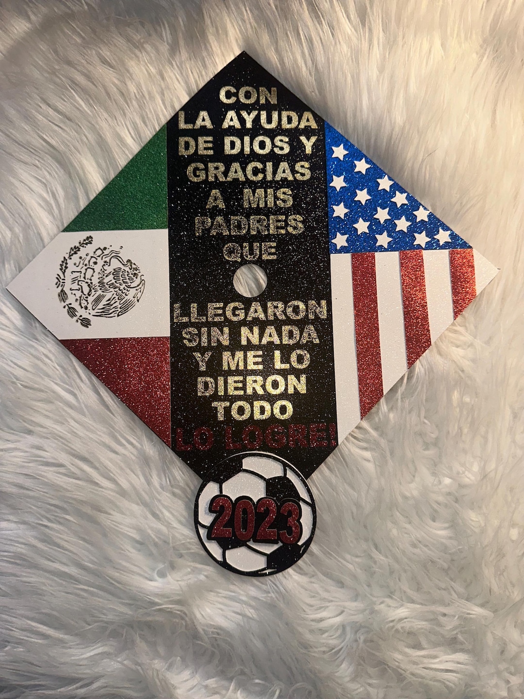 Custom Graduation Cap Topper Mexican & American Flags Class of 2026 ...