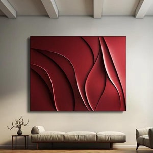 Large Red Sculpture Wall Art Modern Minimalist Home Decor Decorative ...