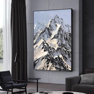 Abstract Snow Mountain Oil Painting Original Natural Landscape Texture ...