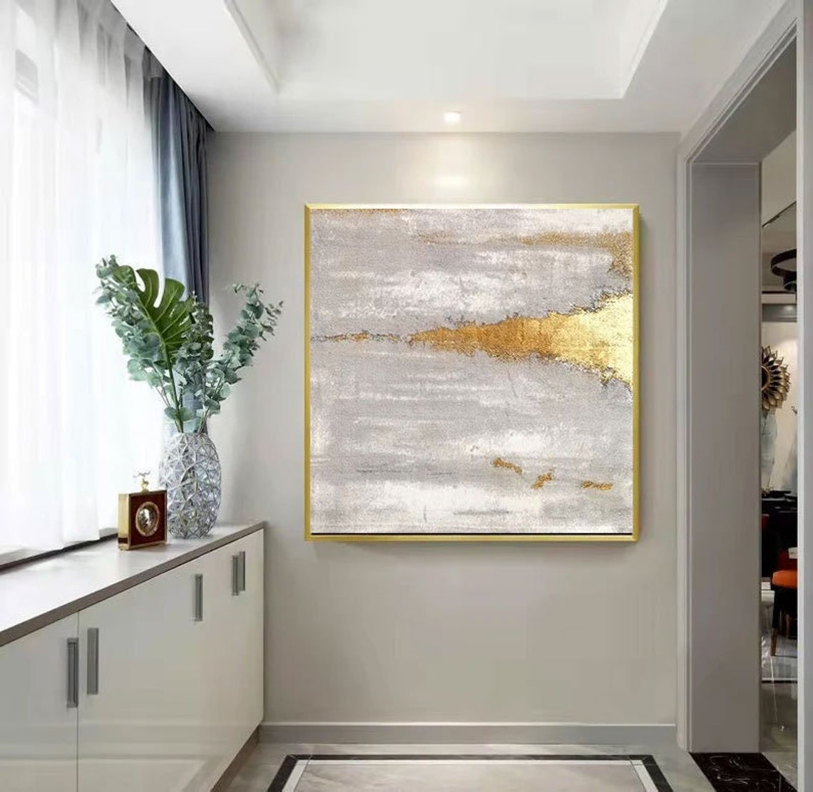 Gold Wall Decor Gold and White Wall Art Gold Leaf Painting - Etsy