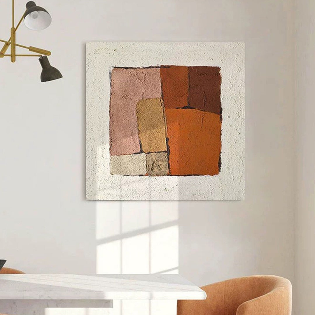 Wabi-sabi 3D Texture Painting: Geometric Abstract Wall Art - Etsy
