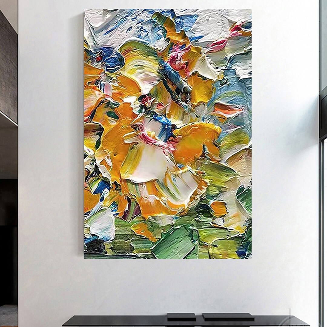 Große Bunte Abstrakte Texture Abstrakte Malerei Bunte Messermalerei Handgemalte Abstrakte Kunst ...