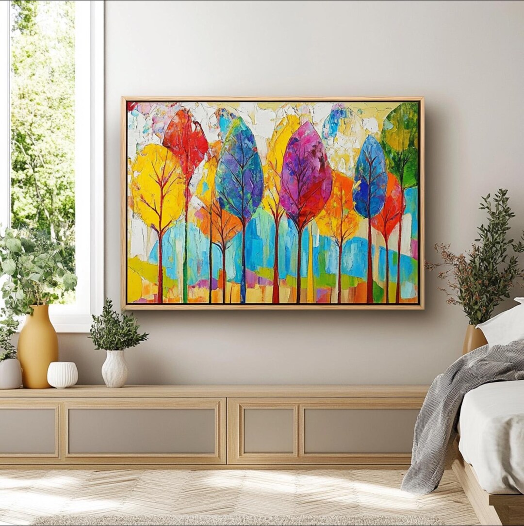 Abstract Colorful Forest Oil Painting on Canvas Large Wall Art ...