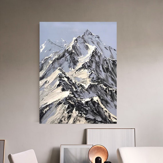 Abstract Snow Mountain Oil Painting Original Natural Landscape - Etsy