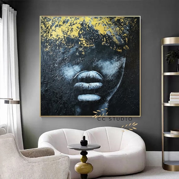 Black Art Black Artist Painting Black Wall Art Gold Oil - Etsy