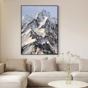 Abstract Snow Mountain Oil Painting Original Natural Landscape Texture ...