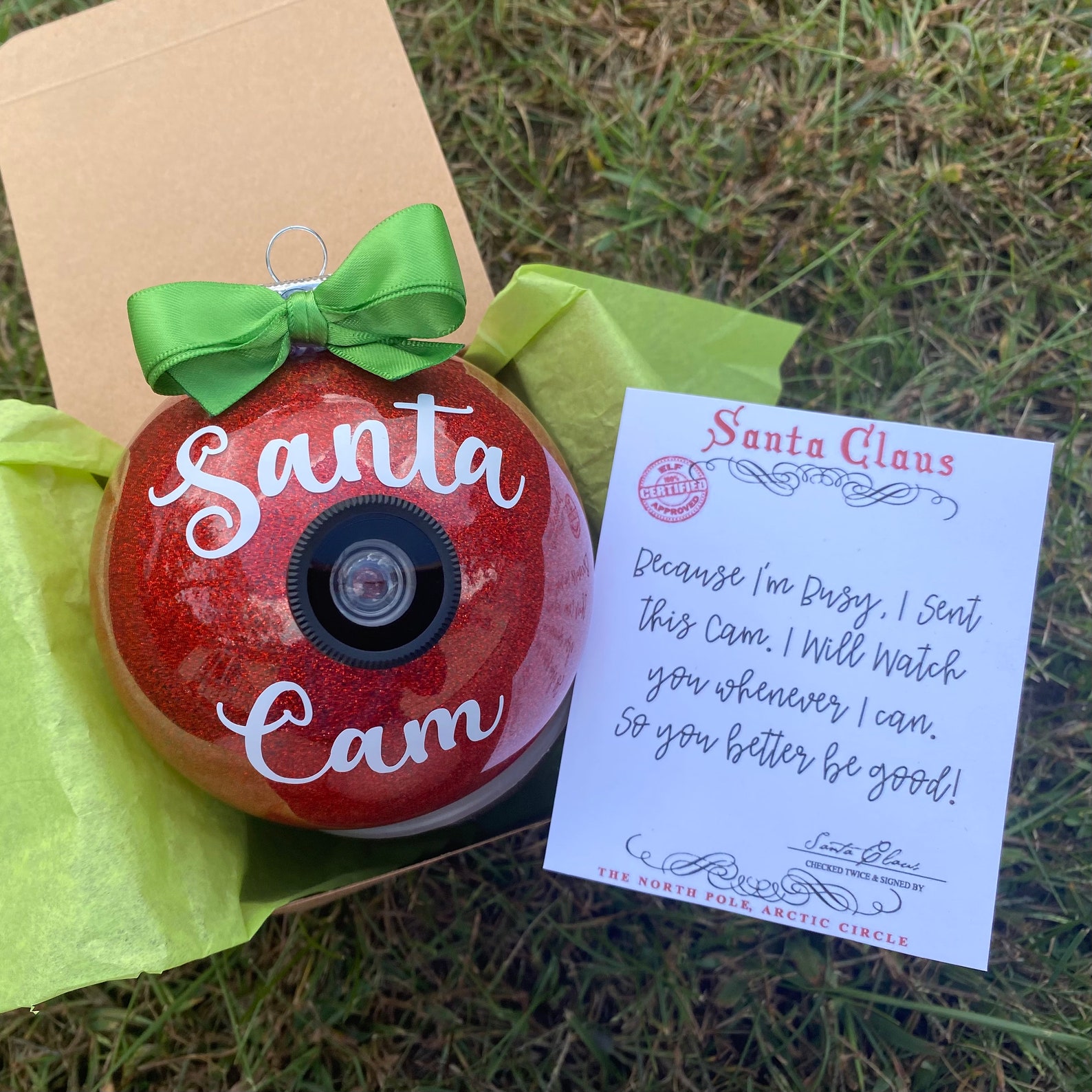 Santa Cam /elf Cam Ornament With Real Lens, Personalized Glitter ...