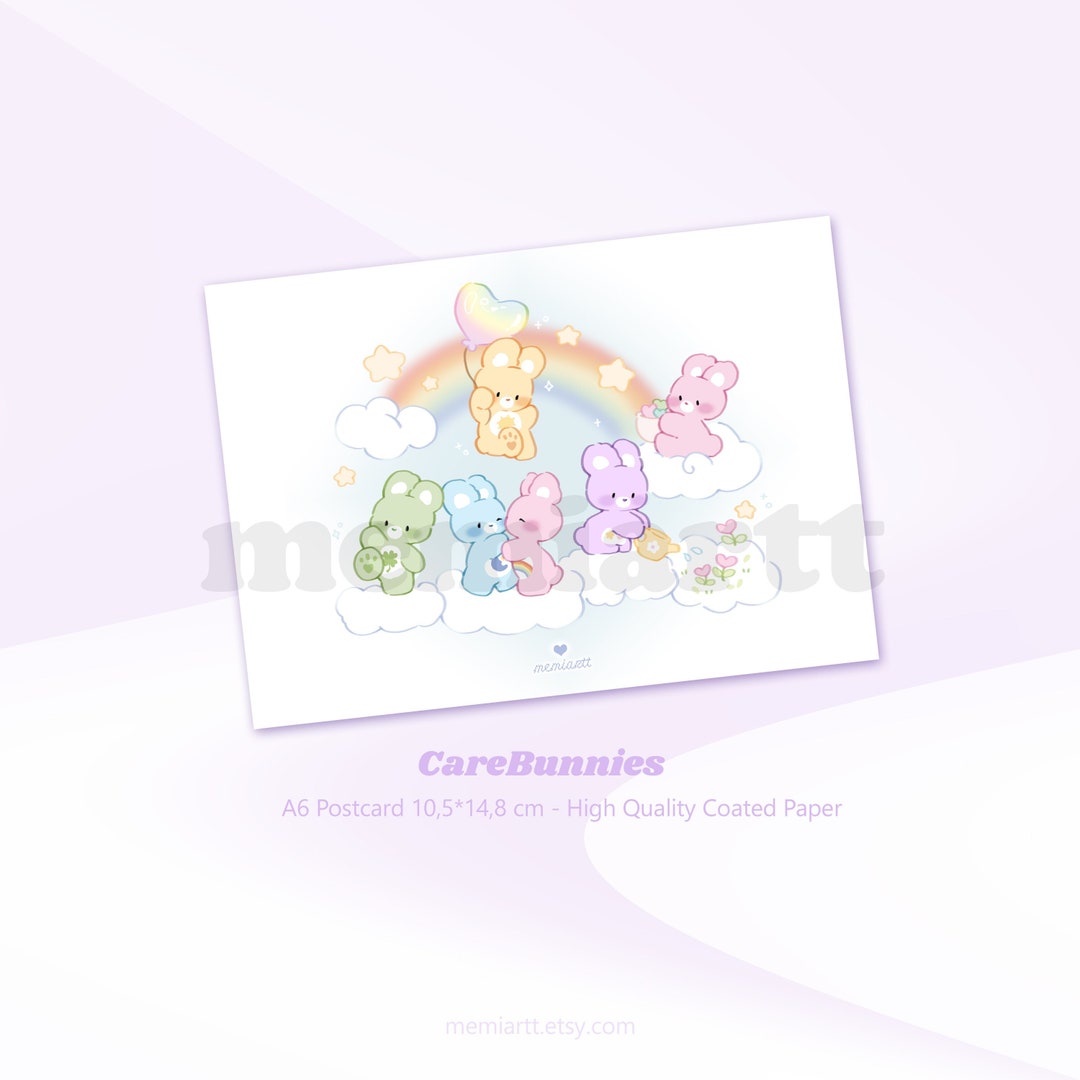 Carebunnies Postcard, Carebears, Pastel, Kawaii Postcard, Bunnies ...