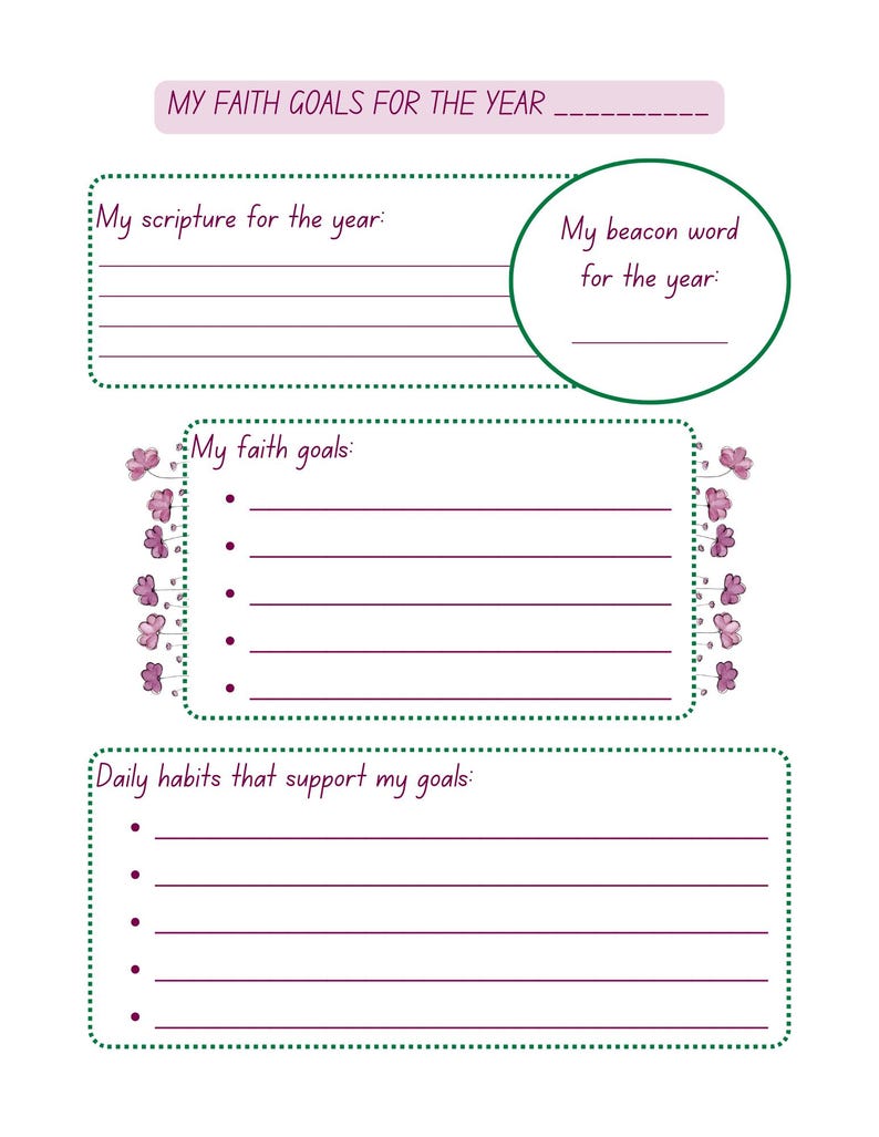 Printable Yearly Faith Goals Journal and Tracker - Etsy