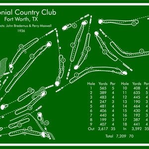 Colonial Country Club Golf Course Map - Etsy