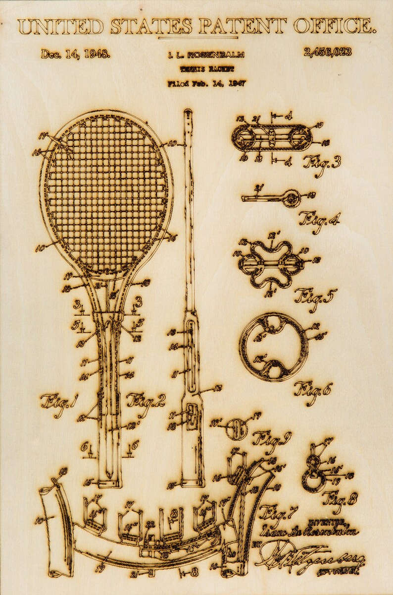 Tennis Racket Patent Print - Etsy