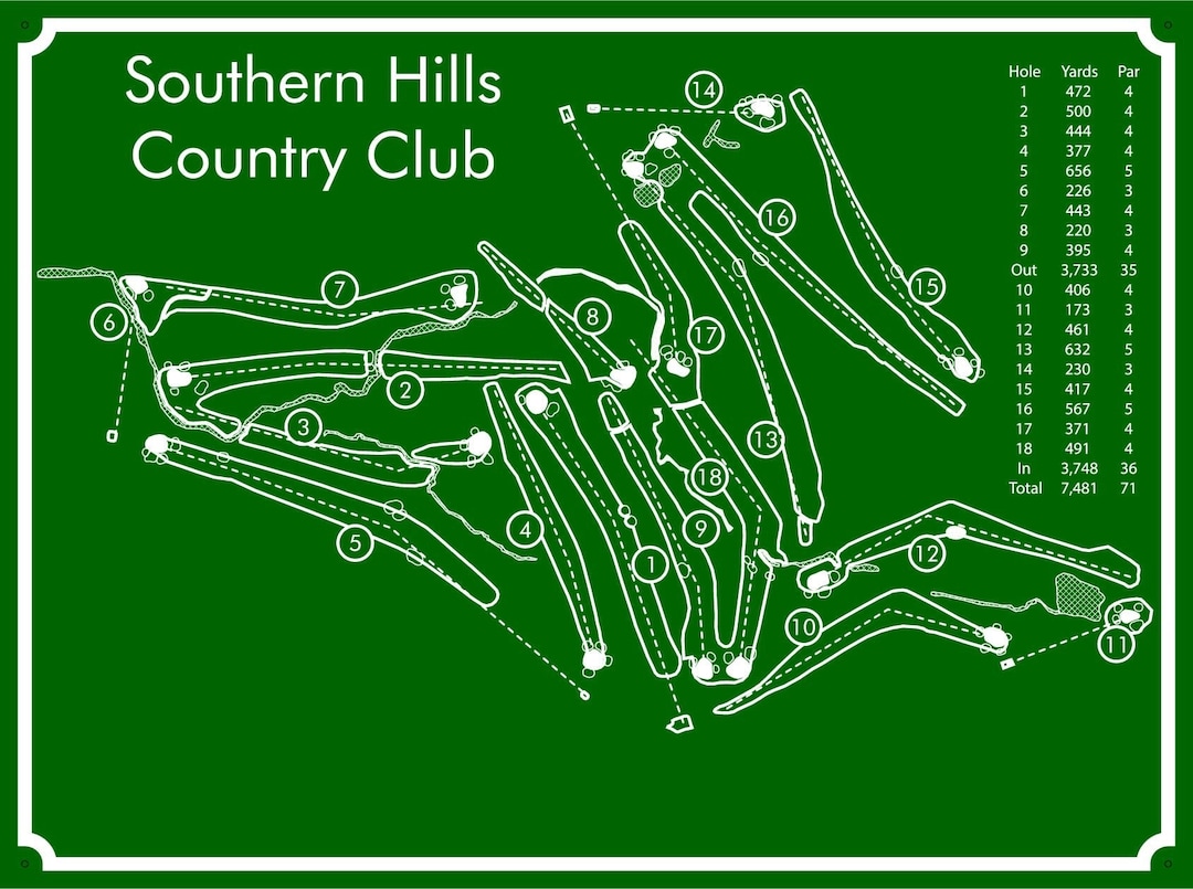 Southern Hills Golf Course Map - Etsy
