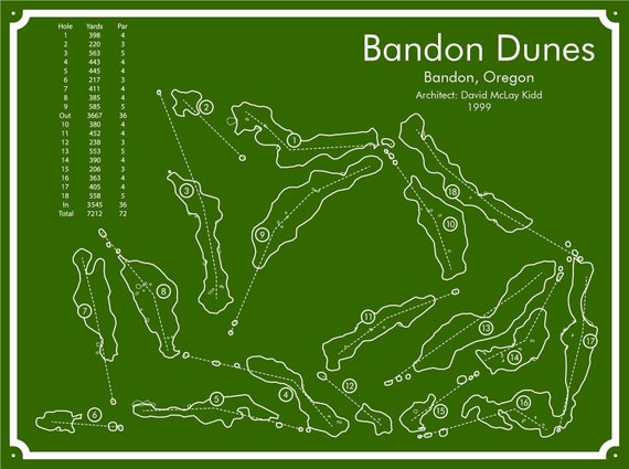 Bandon Dunes Golf Course Map - Etsy
