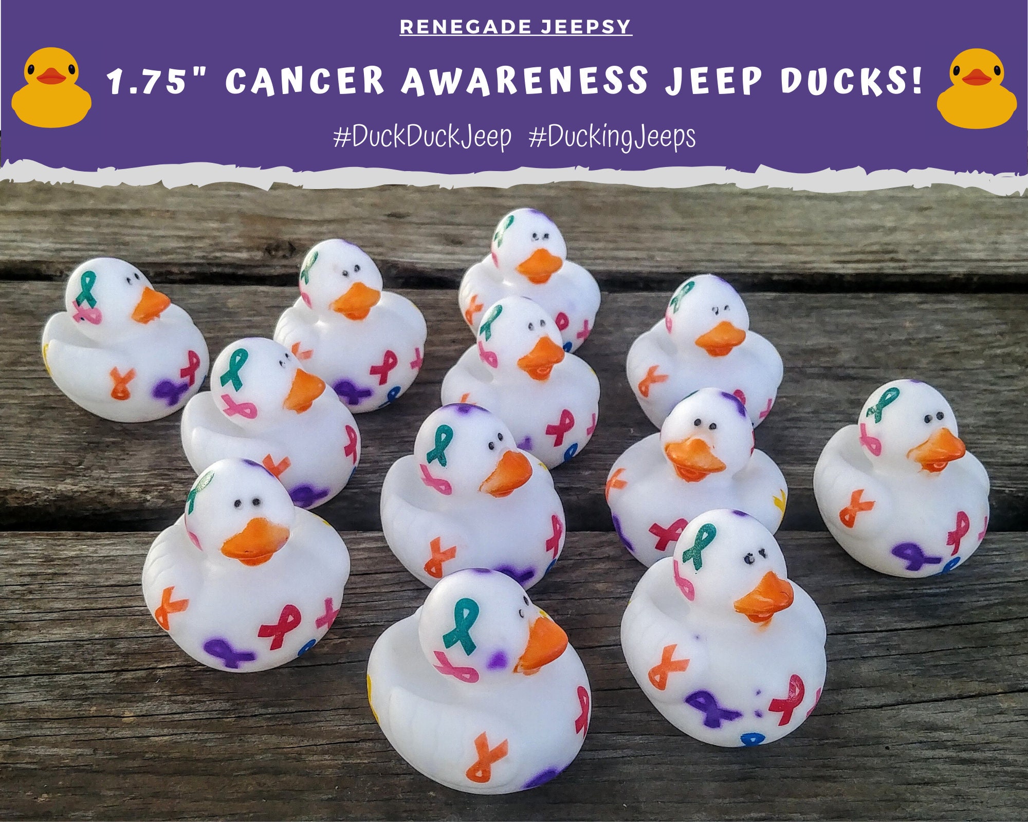 1.75 Inch Cancer Awareness Rubber Jeep Ducks for DuckDuckJeep | Etsy