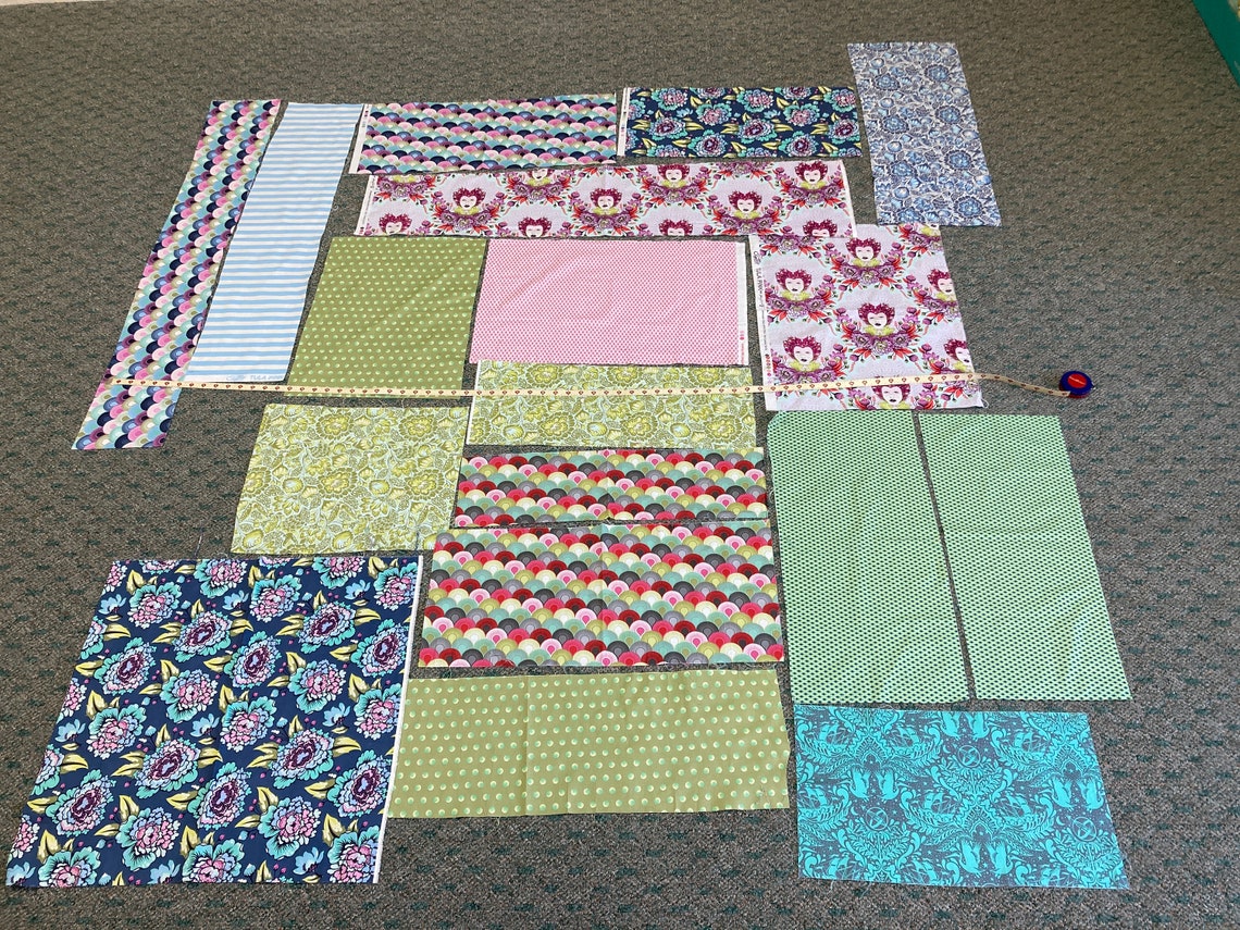 OOP Tula Pink Fabric - Elizabeth Collection Scrap Pack - Large Pieces ...