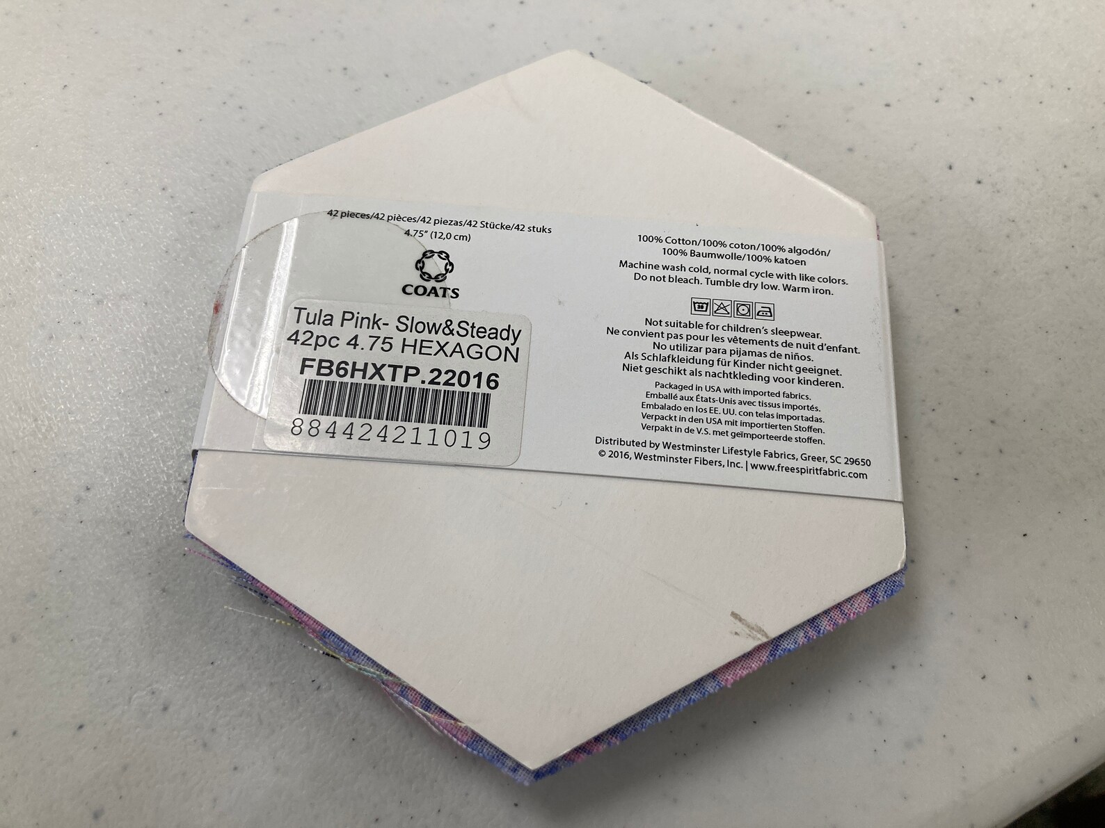 Out of Print Tula Pink Fabric - Slow & Steady Factory Cut Hexagon Charm ...