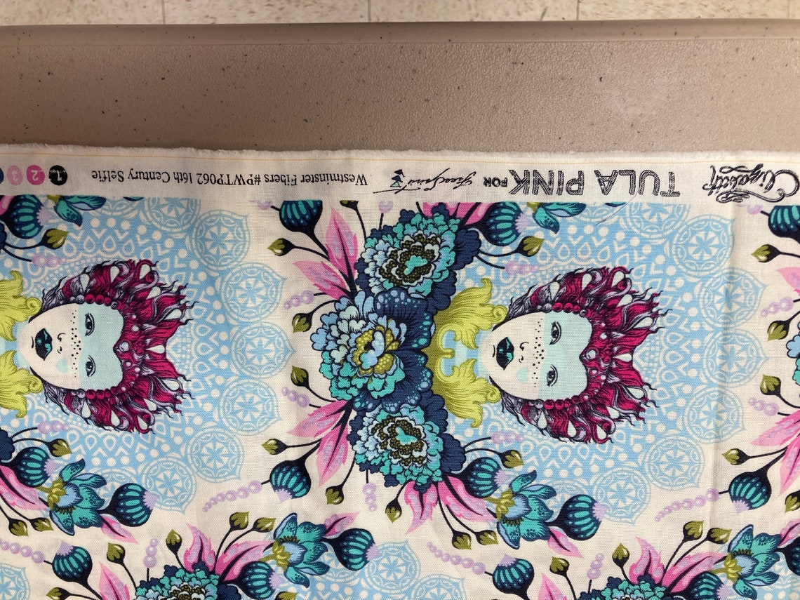 OUT OF PRINT - Tula Pink Fabric - Elizabeth 16th Century Selfie - Sky ...