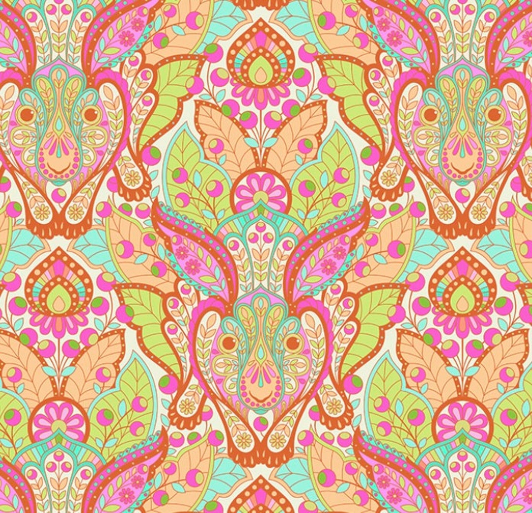 Out of Print Tula Pink Fabric Slow & Steady the Hare in Orange Crush 20 ...