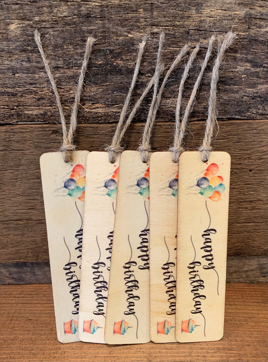 Happy Birthday Wooden Bookmark Gift Tag Multipurpose Tag - Etsy