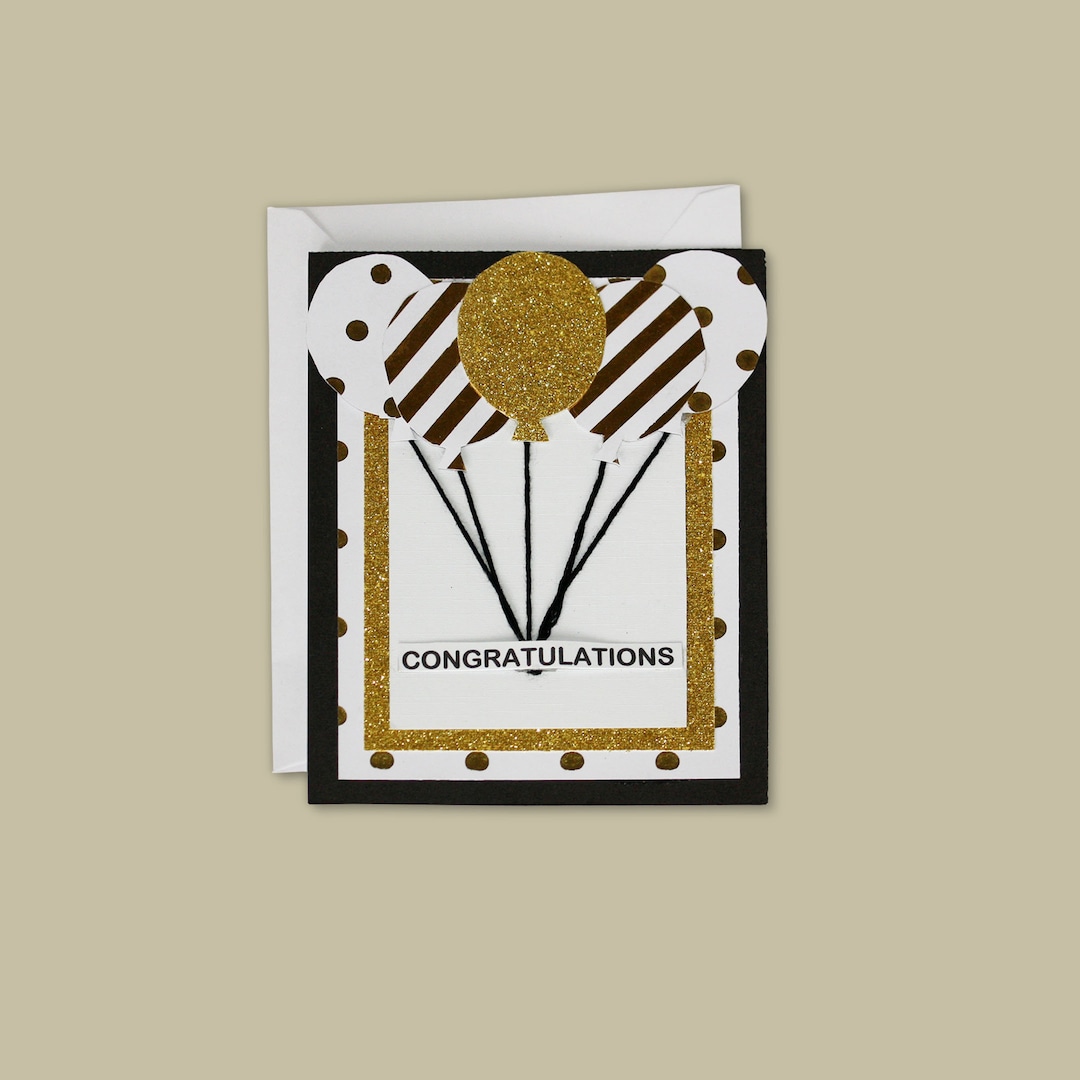 Congratulations Card With Gold Balloons - Etsy