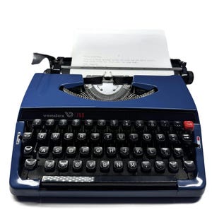 Vintage 1970s Vendex 750 Typewriter – Dark Blue – Portable Typewriter ...
