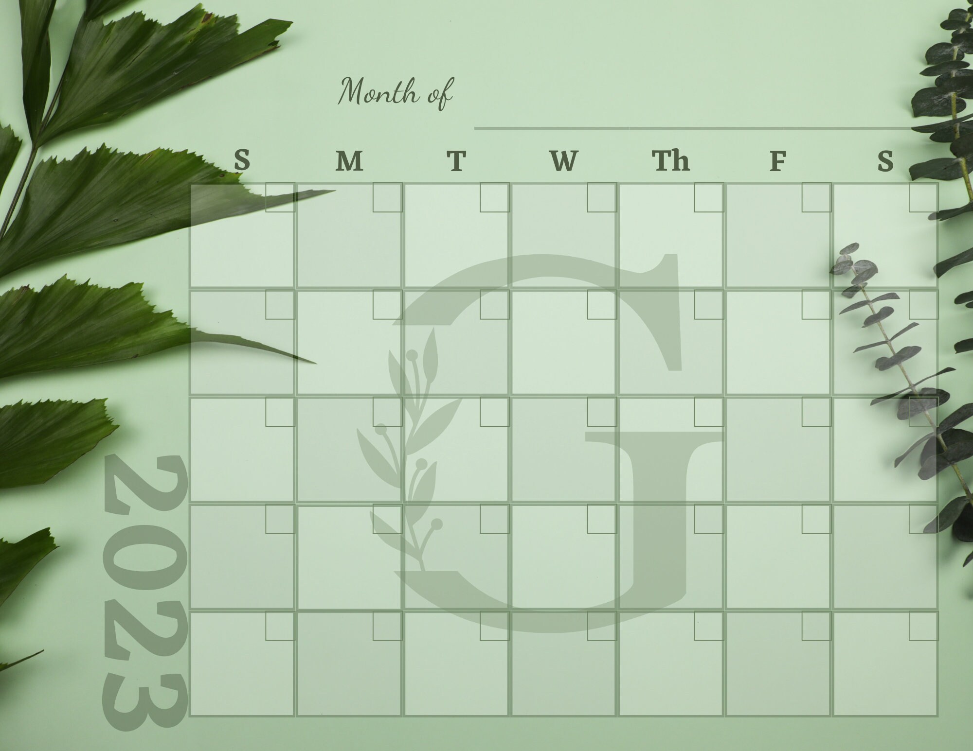2023 Calendar - Plant Theme 1 - Etsy