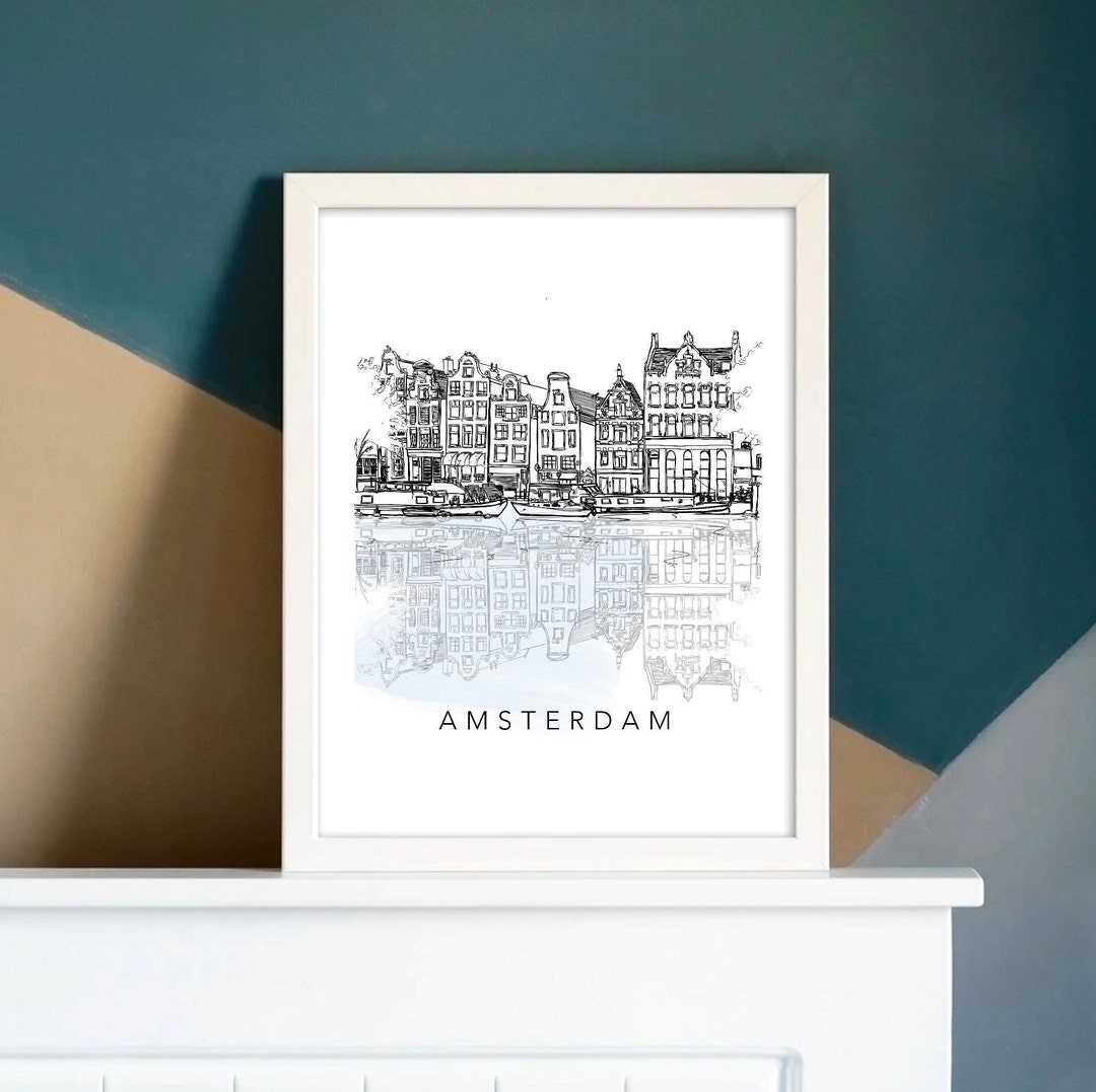 Amsterdam City Line Draw Art Print - Etsy Australia