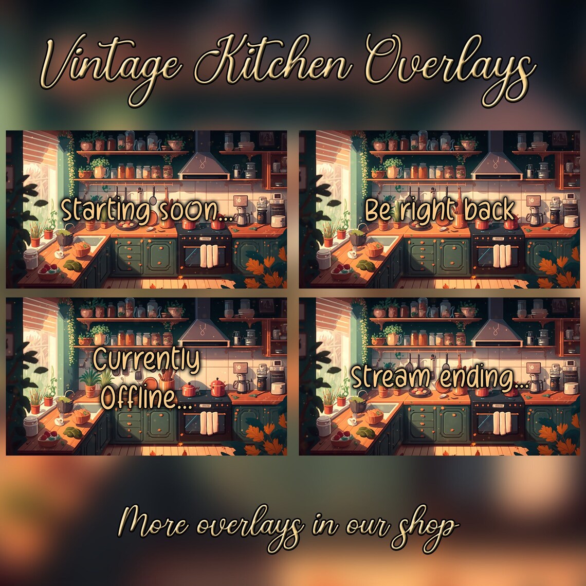 Animated Vintage Lofi Kitchen Streamoverlays | Twitch Youtube Animated ...