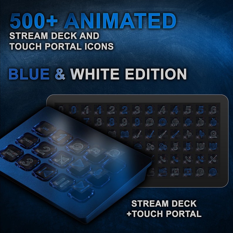 500+ Animated Stream Deck and Touch Portal Icon Set Blue & White Smoke ...