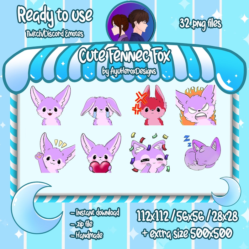 Cute Fennec Fox Twitch/discord Emotes - Etsy