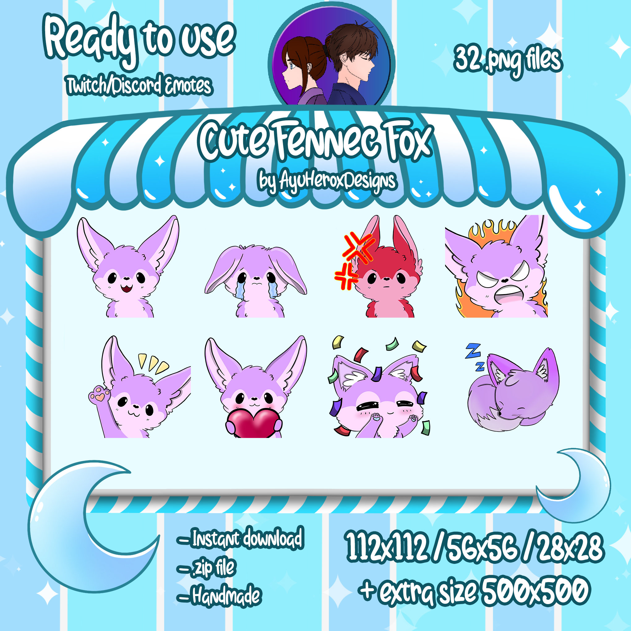 Cute Fennec Fox Twitch/discord Emotes - Etsy