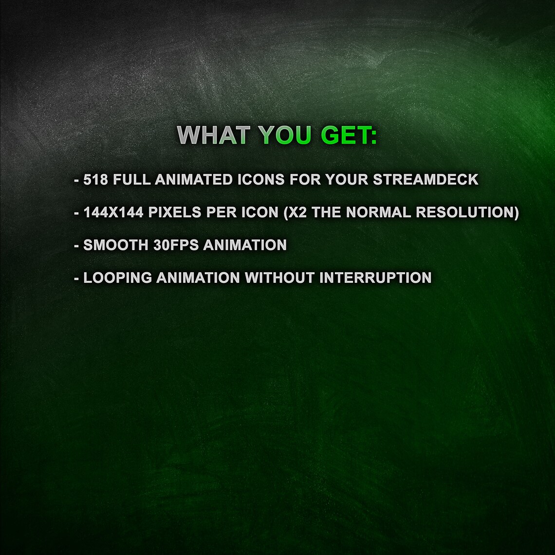 500+ Animated Stream Deck and Touch Portal Icon Set GREEN & White/grey ...
